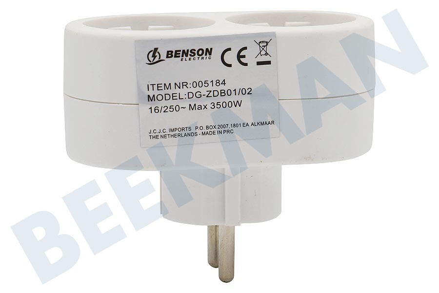 Universeel 005184 Verdeelstekker 2 x Randaarde verticaal