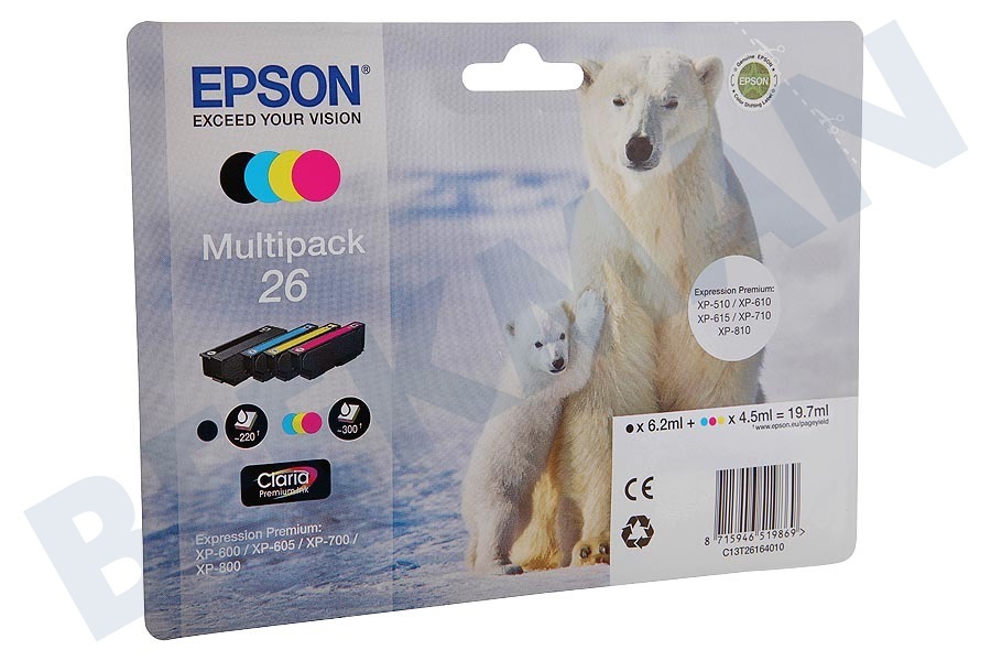 Epson 1865033 T2616 Inktcartridge 26 Multipack Epson printer