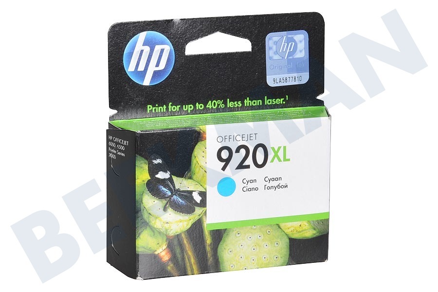 HP Hewlett-Packard CD972AE HP 920 XL Cyan Inktcartridge